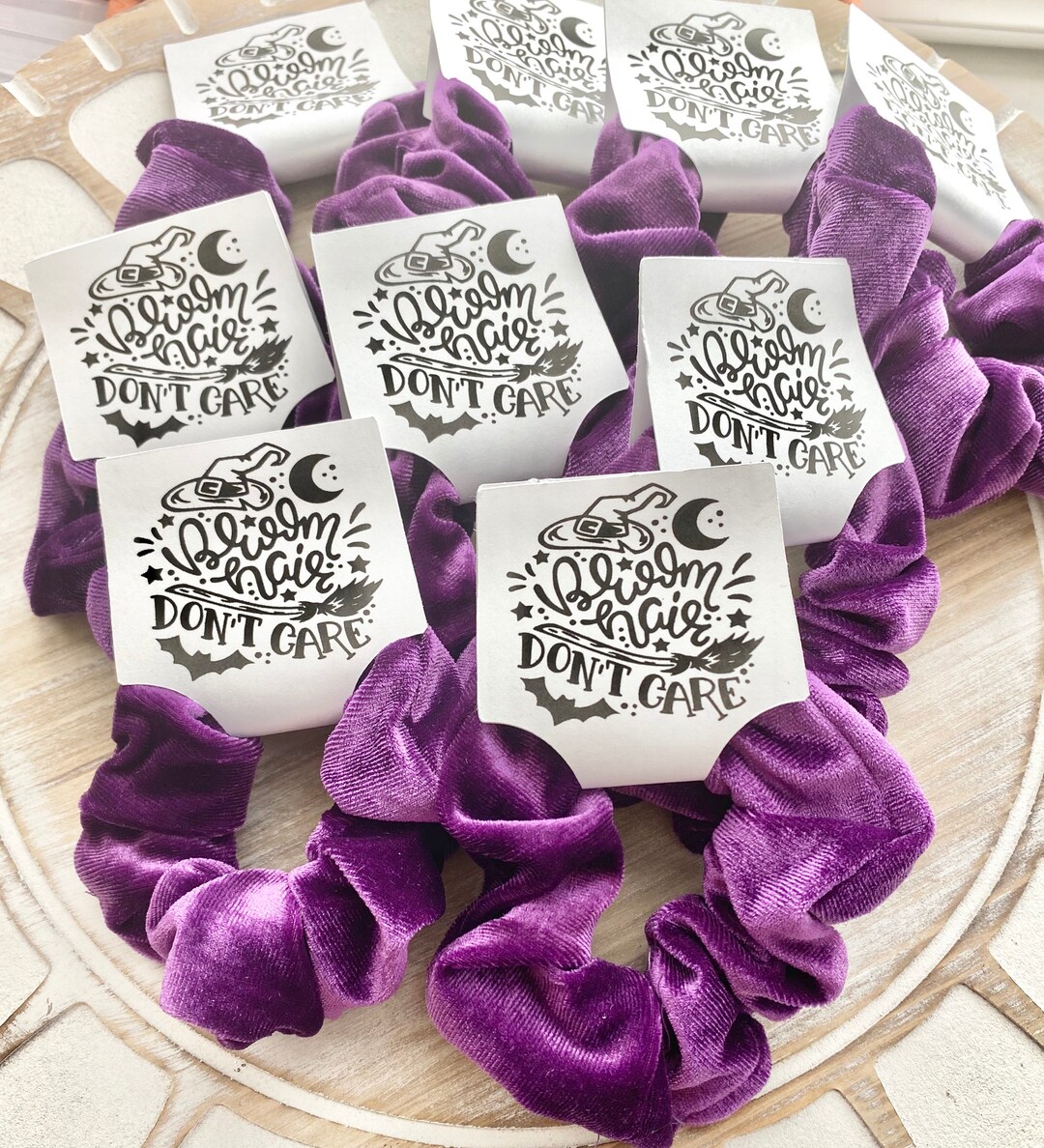 Halloween Scrunchie- Broom Hair Don't Care Favor- Purple Halloween ...