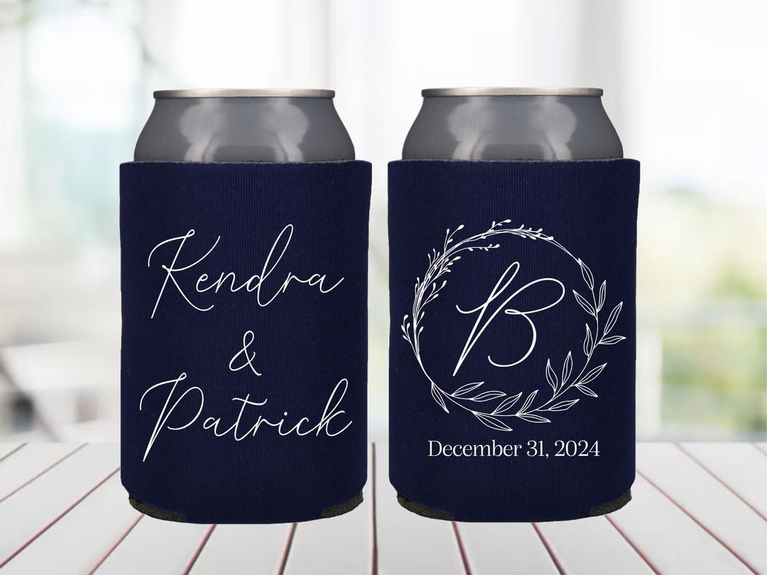 Wedding Wreath Cans, Beer Can Holder, Personalized Wedding Can Coolers ...