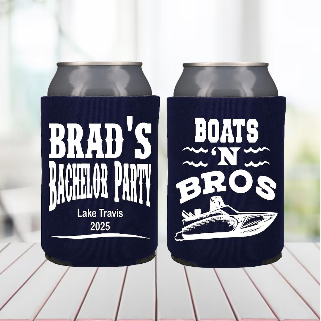 Lake Bachelor Party Can Cooler, Boats and Beers Can Sleeve, Custom ...