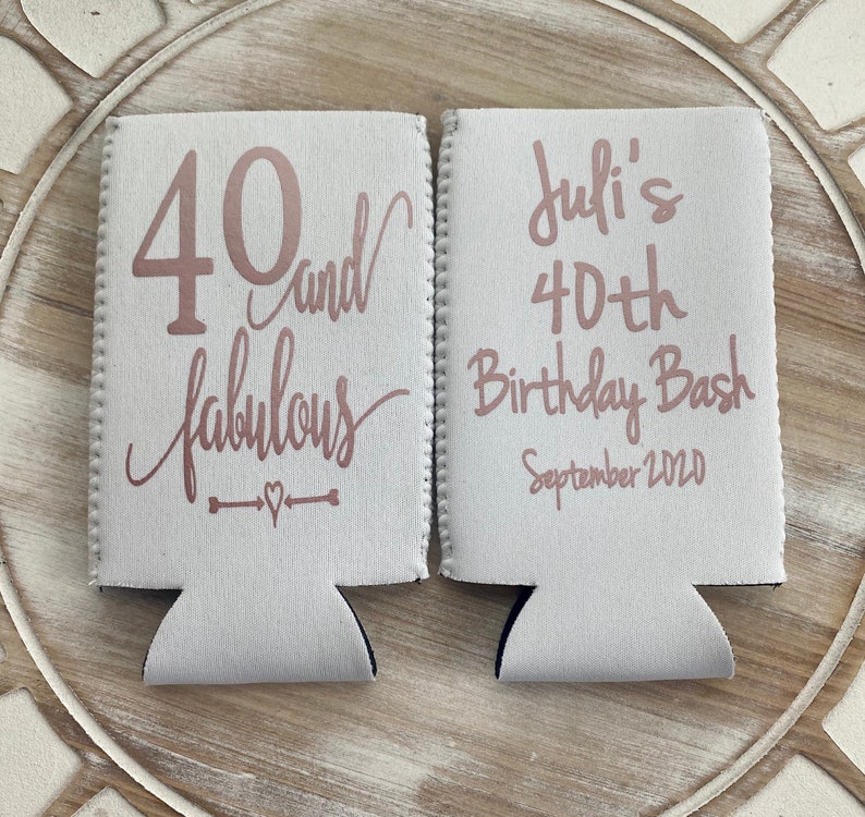 Skinny 40th Birthday Can Cooler 40 and Fabulous Cheers to 40 - Etsy