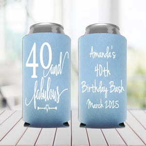 Skinny 40th Birthday Can Cooler 40 and Fabulous Cheers to 40 Year ...