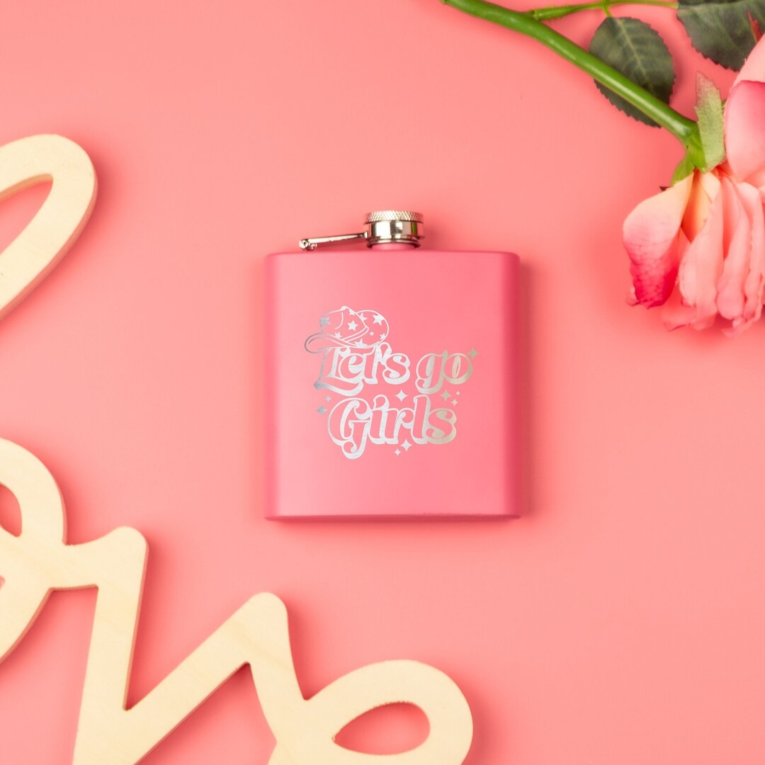 Let's Go Girls Party Flask - Hot Pink or Black Flask, Disco Cowgirl ...
