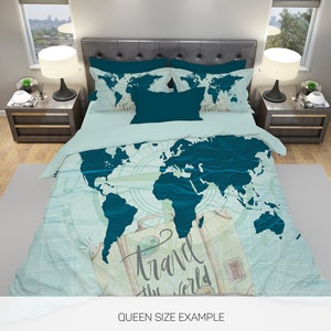 World Map Bedding, Travel Bedding, Explore Bedding, Travel Bedroom ...