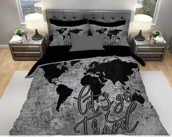 World Map Bedding - Etsy