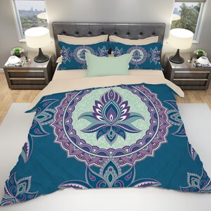 Lotus Bedding, Boho Queen Bedding, Bohemian Bedding, Mandala Bedding ...