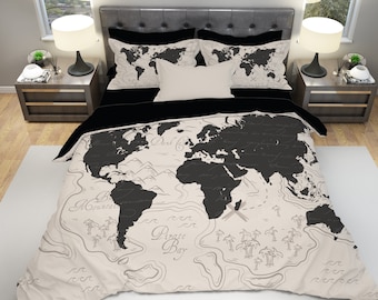 World Map Bedding - Etsy