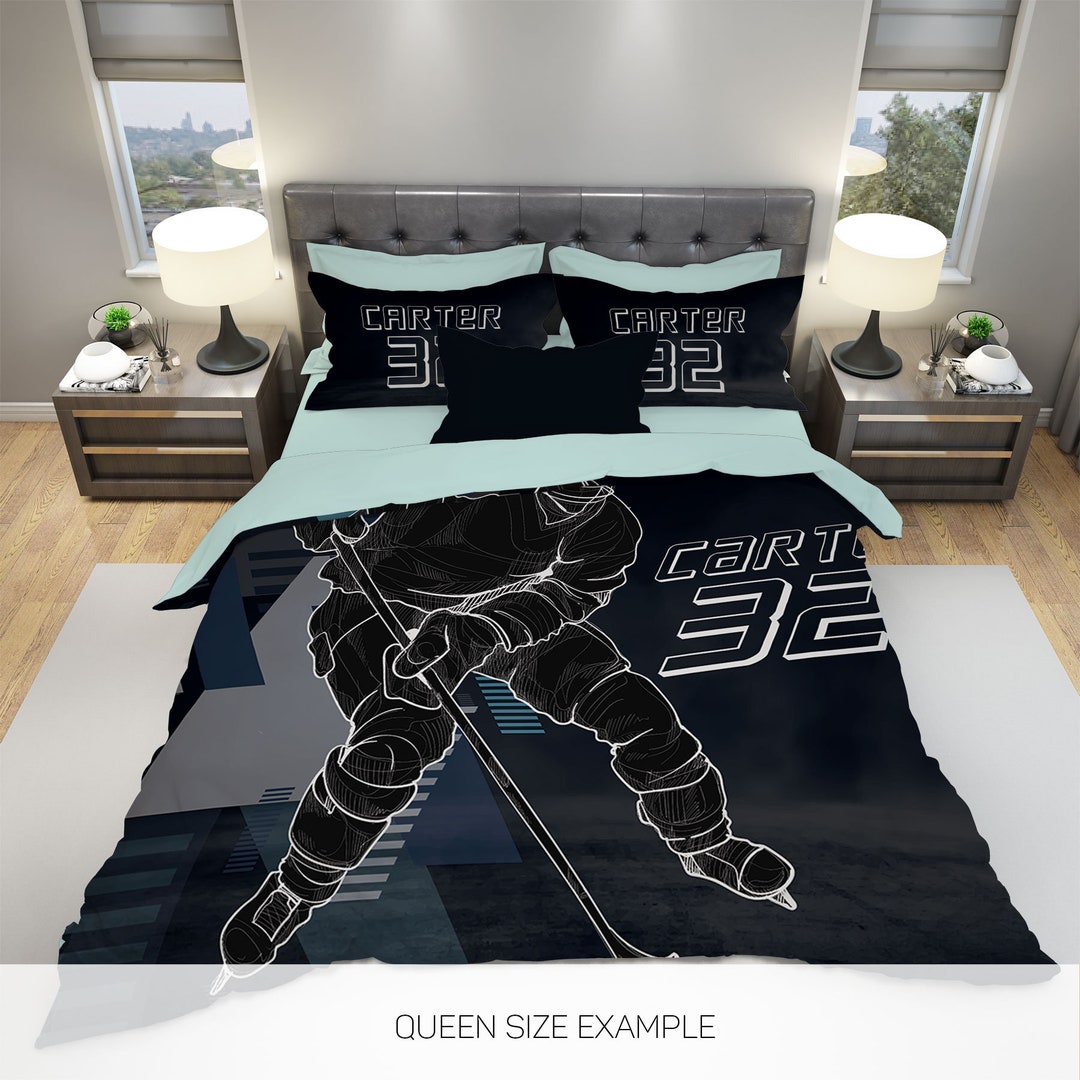 Custom Hockey Bedding Set: Organic Cotton Sateen Duvet Cover - Etsy