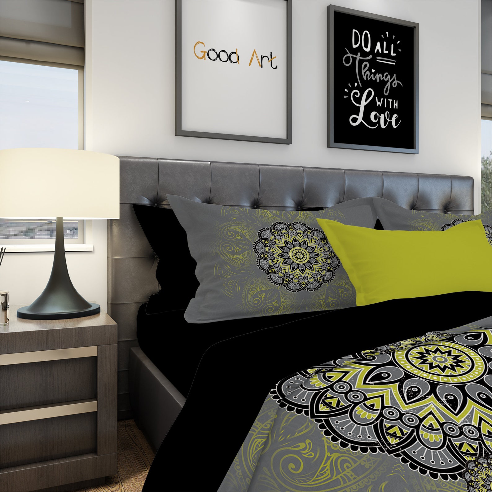 Mandala Bedding Chartreuse Mandala Bedding Mandala Duvet - Etsy