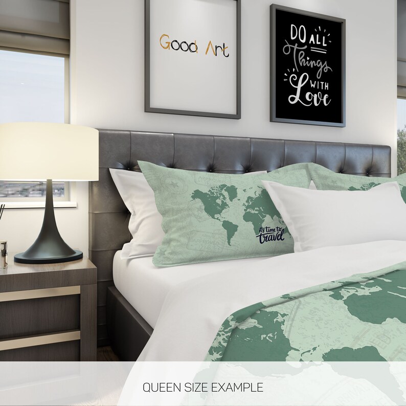 World Map Bedding World Map Duvet Cover Travel Map Bedding | Etsy