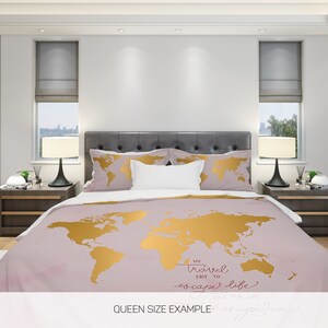 World Map Comforter, Golden World Map Comforter, Winter Comforter ...