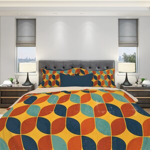 Retro Duvet Cover, Retro Bedding Set, Vintage Bedding, Modern Geometry ...