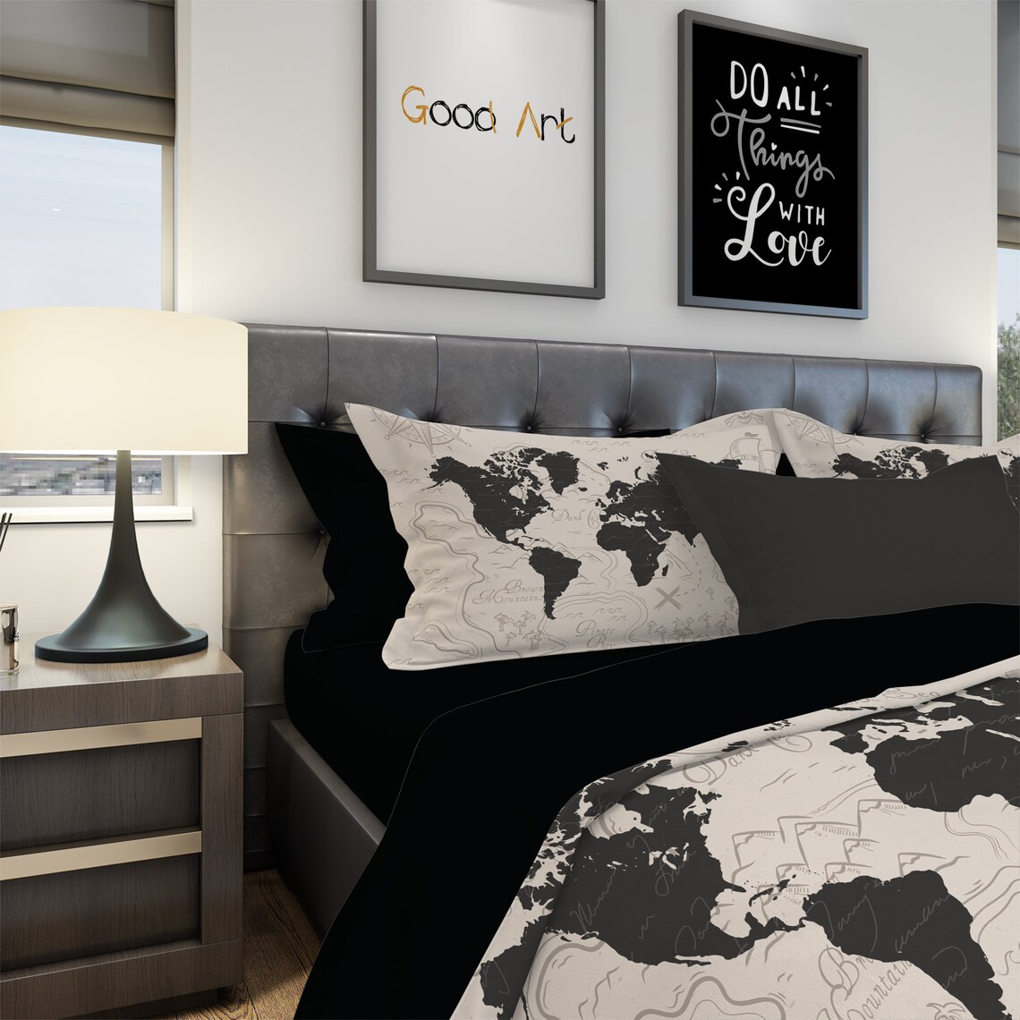 Beige World Map Bedding World Map Bedding Worldmap Duvet - Etsy
