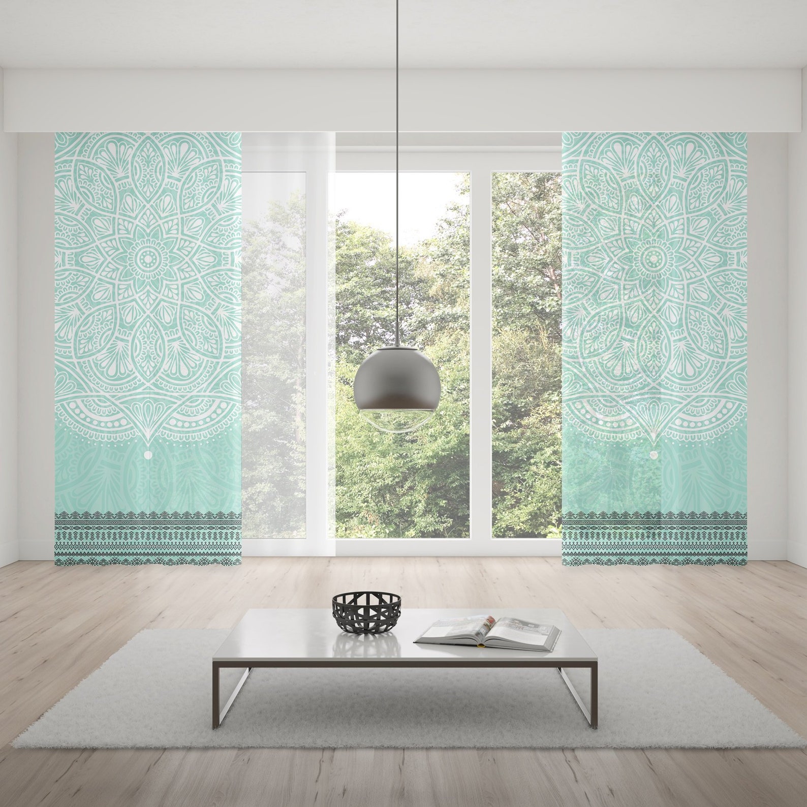 Mandala Window Curtains Mint Window Curtains Window - Etsy