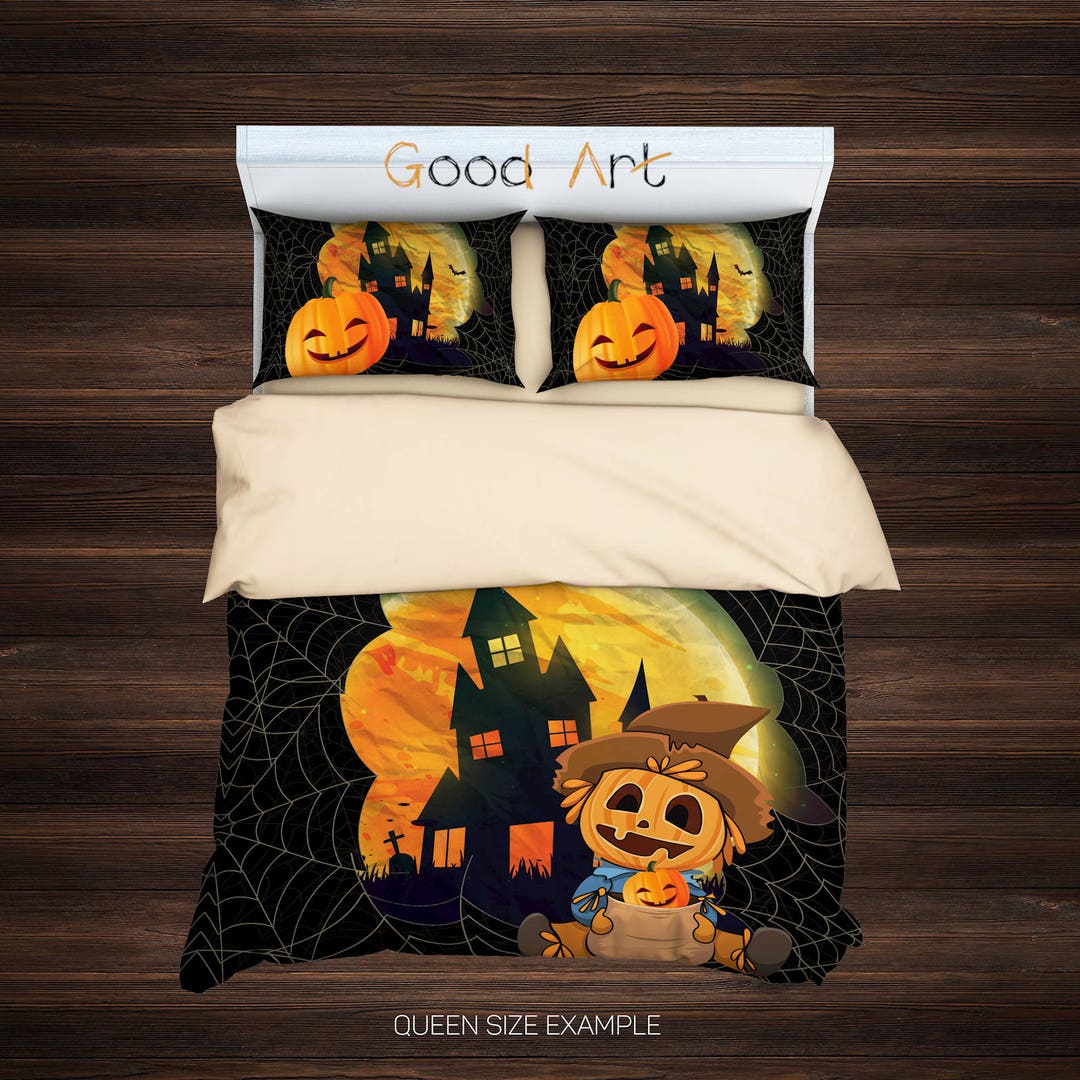 Halloween Bedding,happy Halloween,pumpkin Bedding,halloween Duvet Set ...