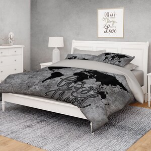 Grunge World Map, Black World Map Comforter, Old Map Comforter, Winter ...