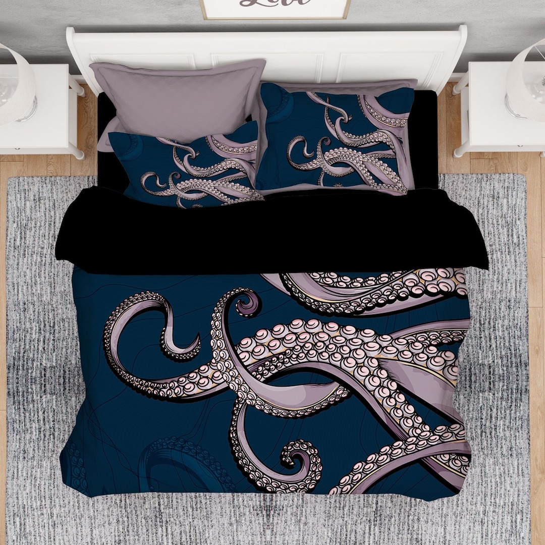 Handmade Octopus Comforter Set: Kraken Tentacle Design, Organic Cotton ...