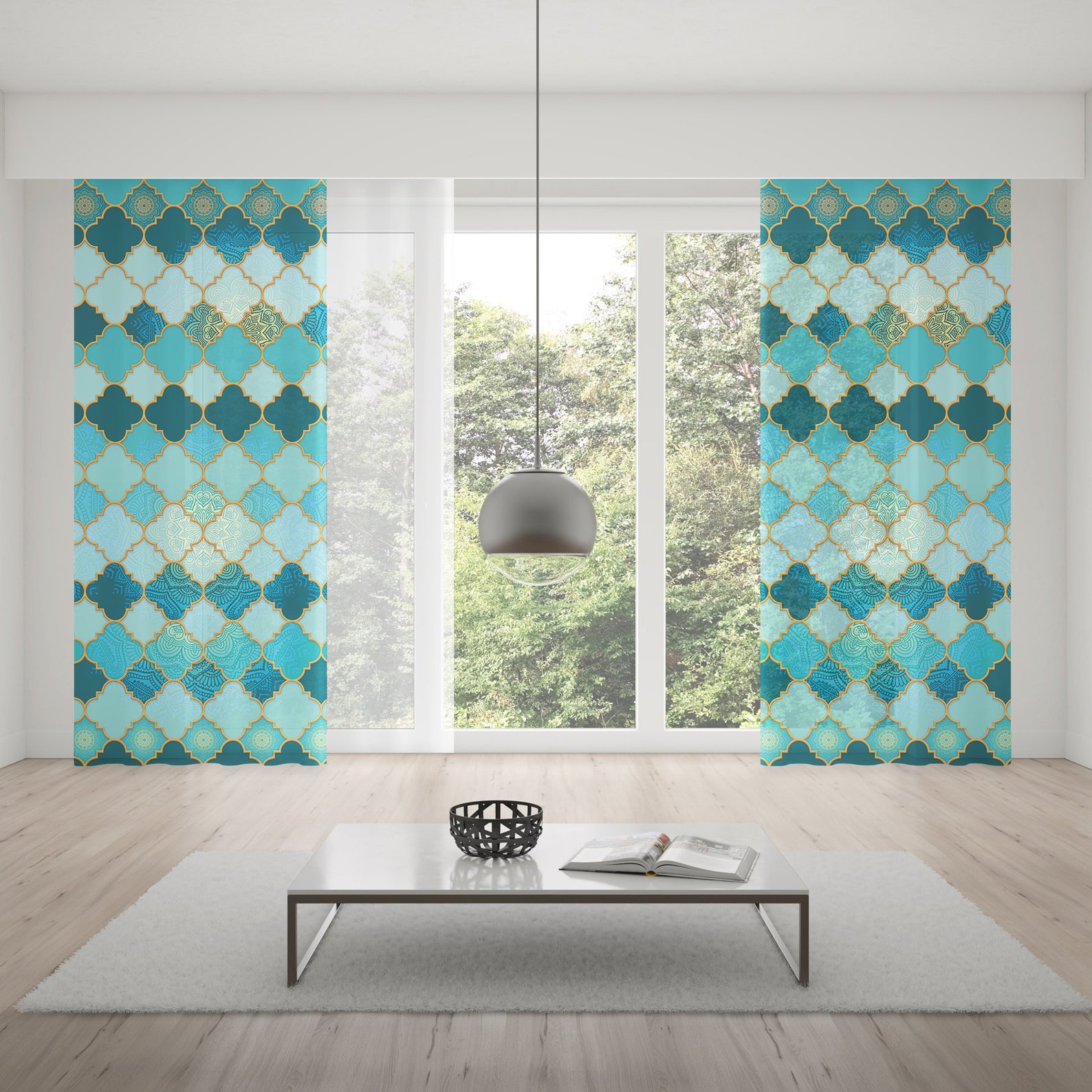 Moroccan Style Window Curtains Marrakech Stencil Window | Etsy