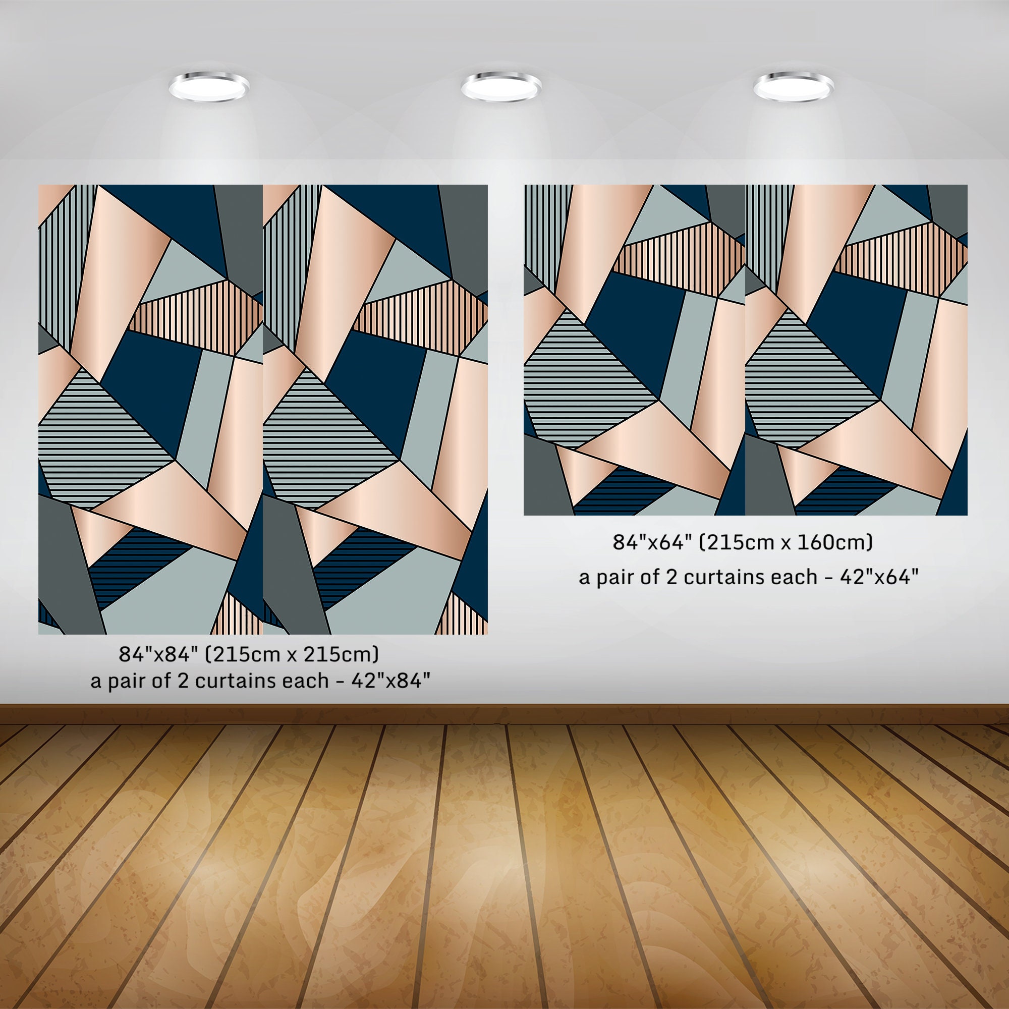 Geometric Window Curtains Modern Window Curtains Triangle | Etsy