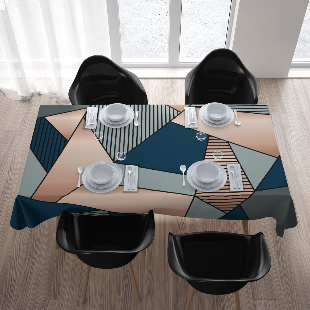 Modern Tablecloth, Triangle Tablecloth, Geometric Tablecloth, Abstract ...