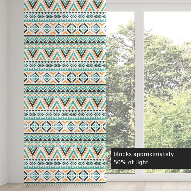 Aztec Window Curtains Aztec Style Window Panel Rod Pocket - Etsy