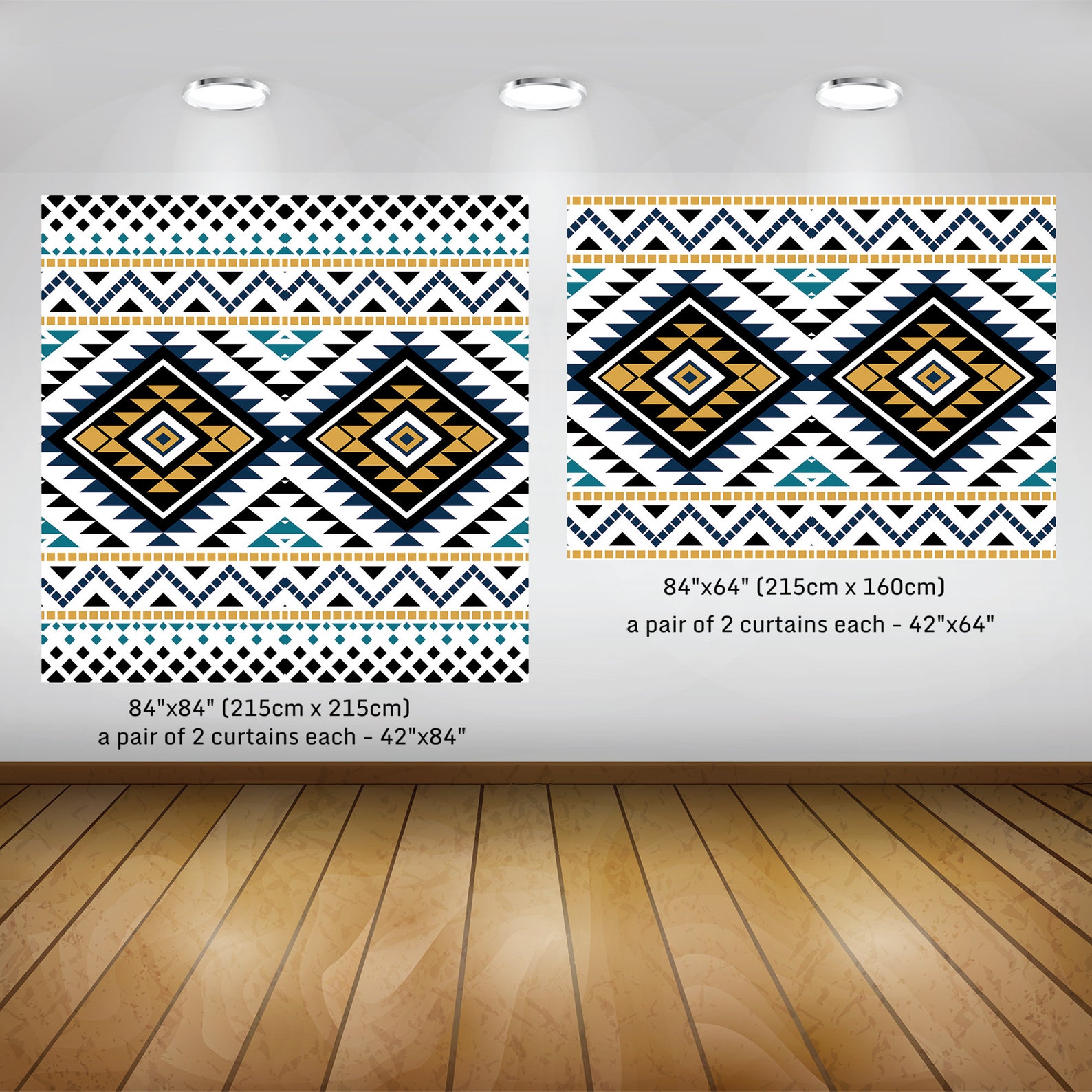 Aztec Geometric Window Curtains Modern Window Curtainsretro - Etsy