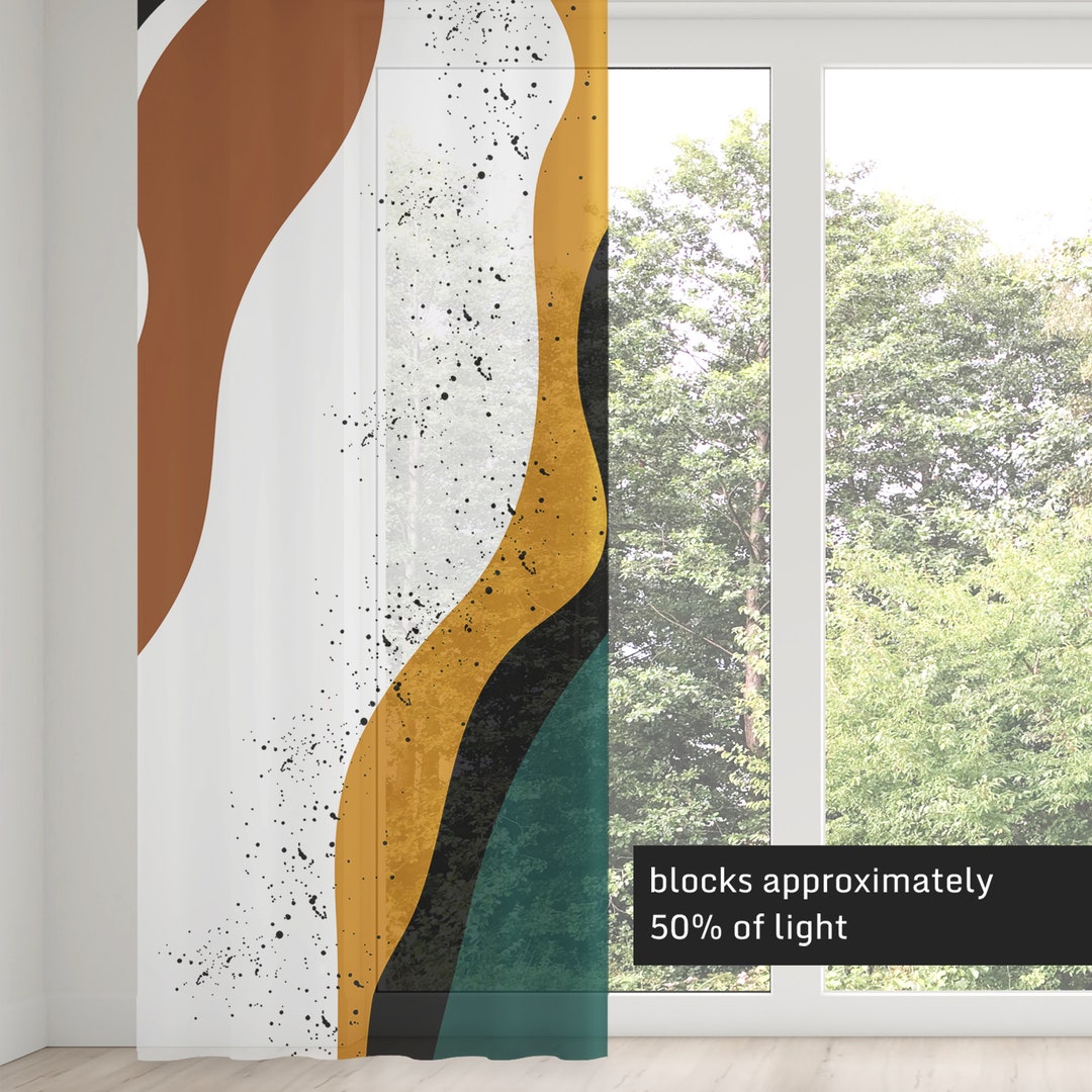 Modern Window Curtains Line Art Window Curtains Art Living - Etsy