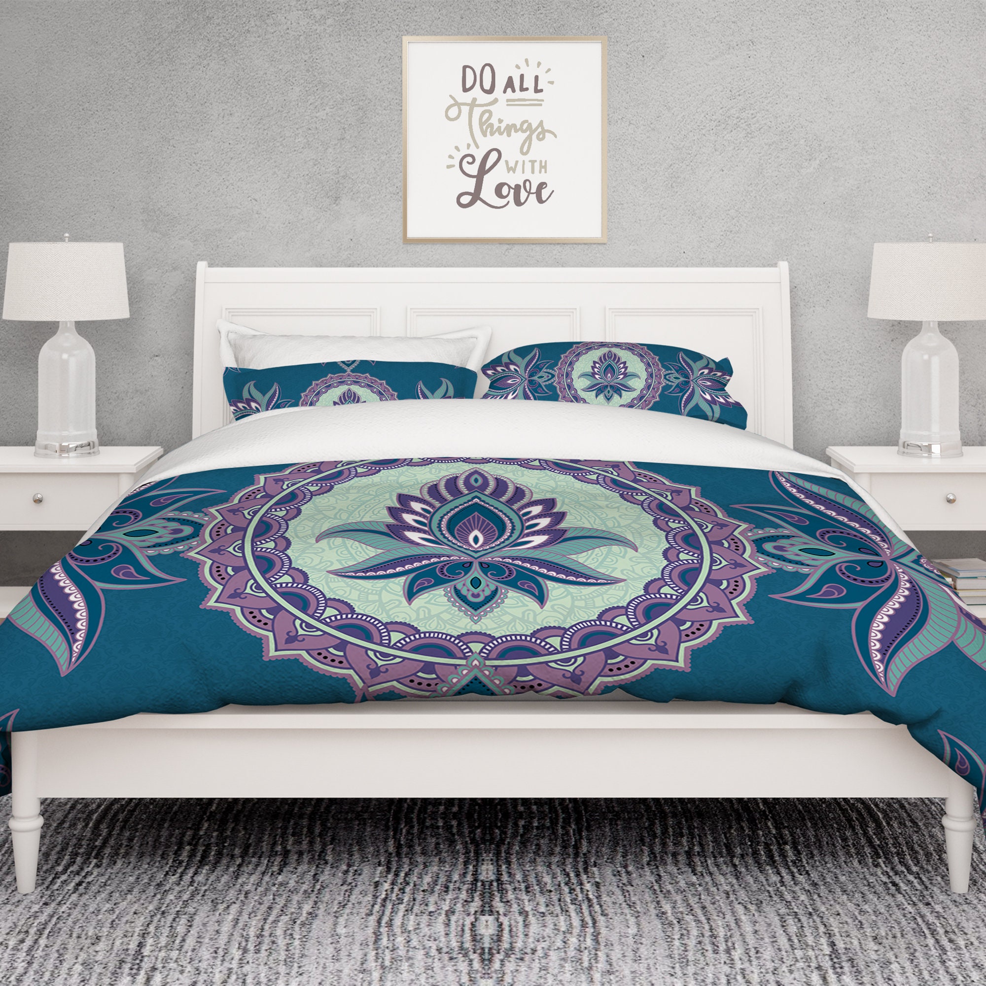 Lotus and Mandala Comforter Lotus Comforter Lotus Queen | Etsy