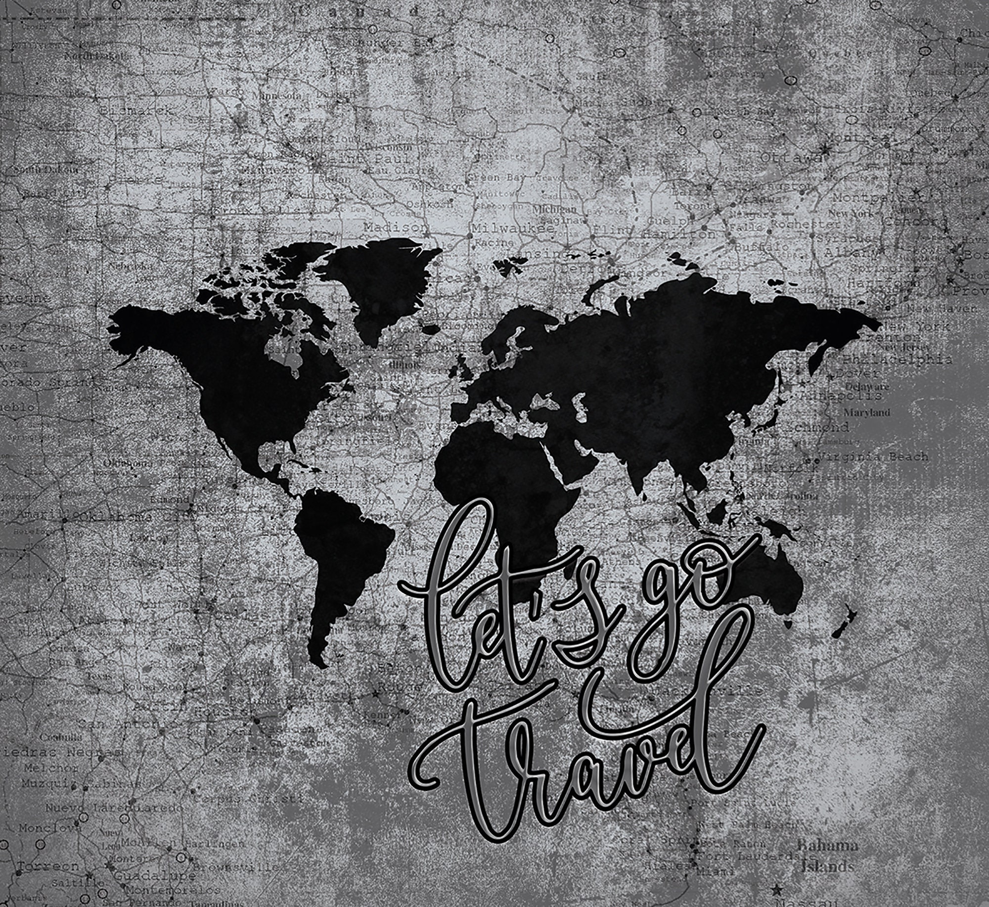 Grunge World Map Black World Map Comforter Old Map - Etsy