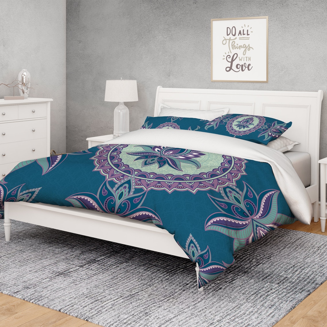 Lotus and Mandala Comforter Lotus Comforter Lotus Queen | Etsy