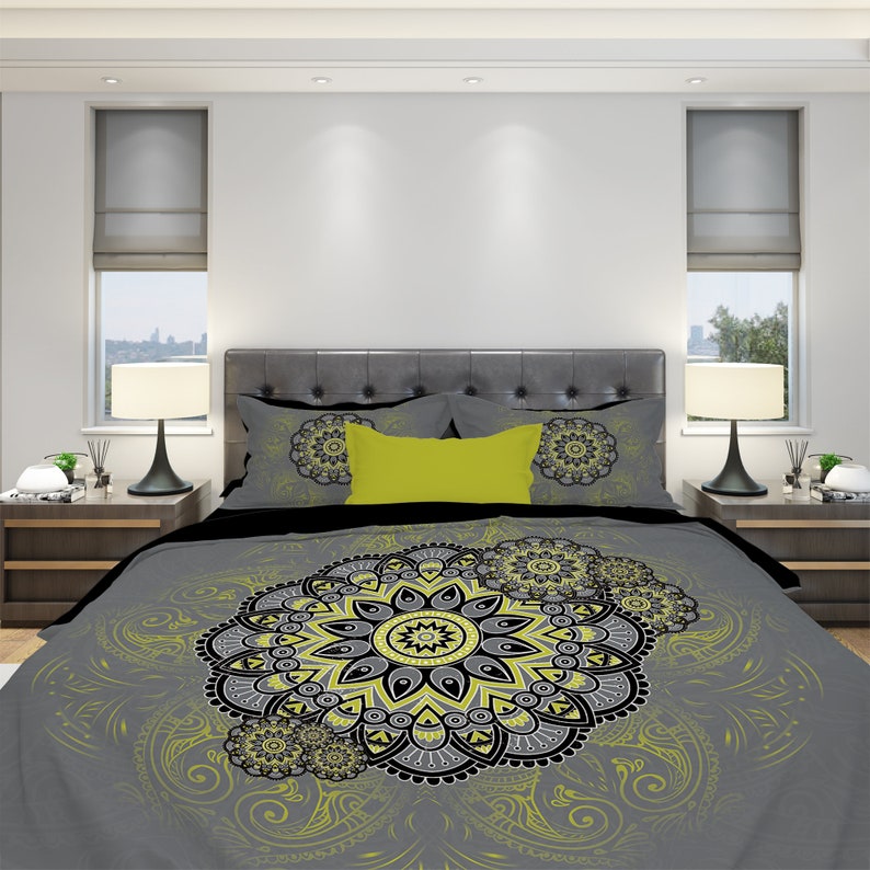 Mandala Bedding Chartreuse Mandala Bedding Mandala Duvet - Etsy