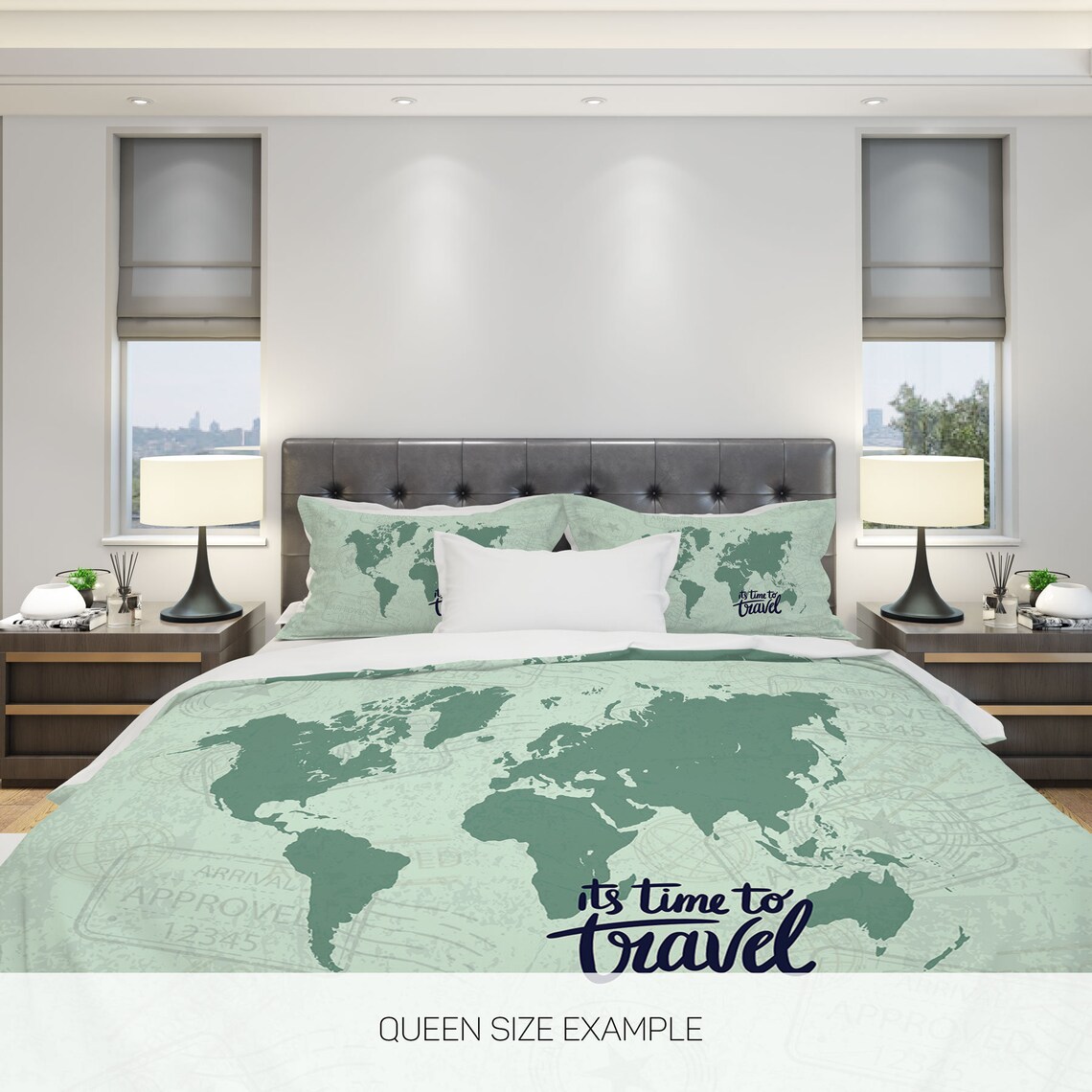 World Map Bedding World Map Duvet Cover Travel Map Bedding | Etsy