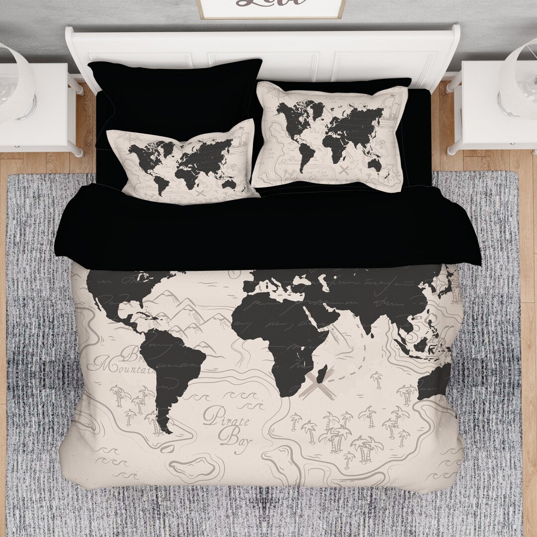 World Map Comforter, Beige Comforter, Teen Comforter, Kid Comforter ...