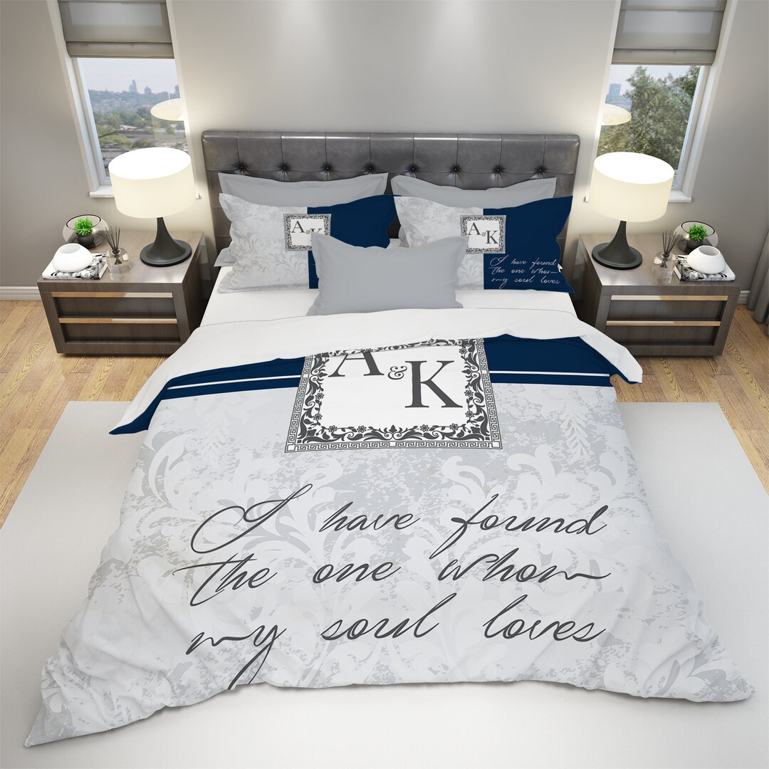 Monogram Duvet Cover Set: Custom Family Bedding, Organic Cotton Sateen ...