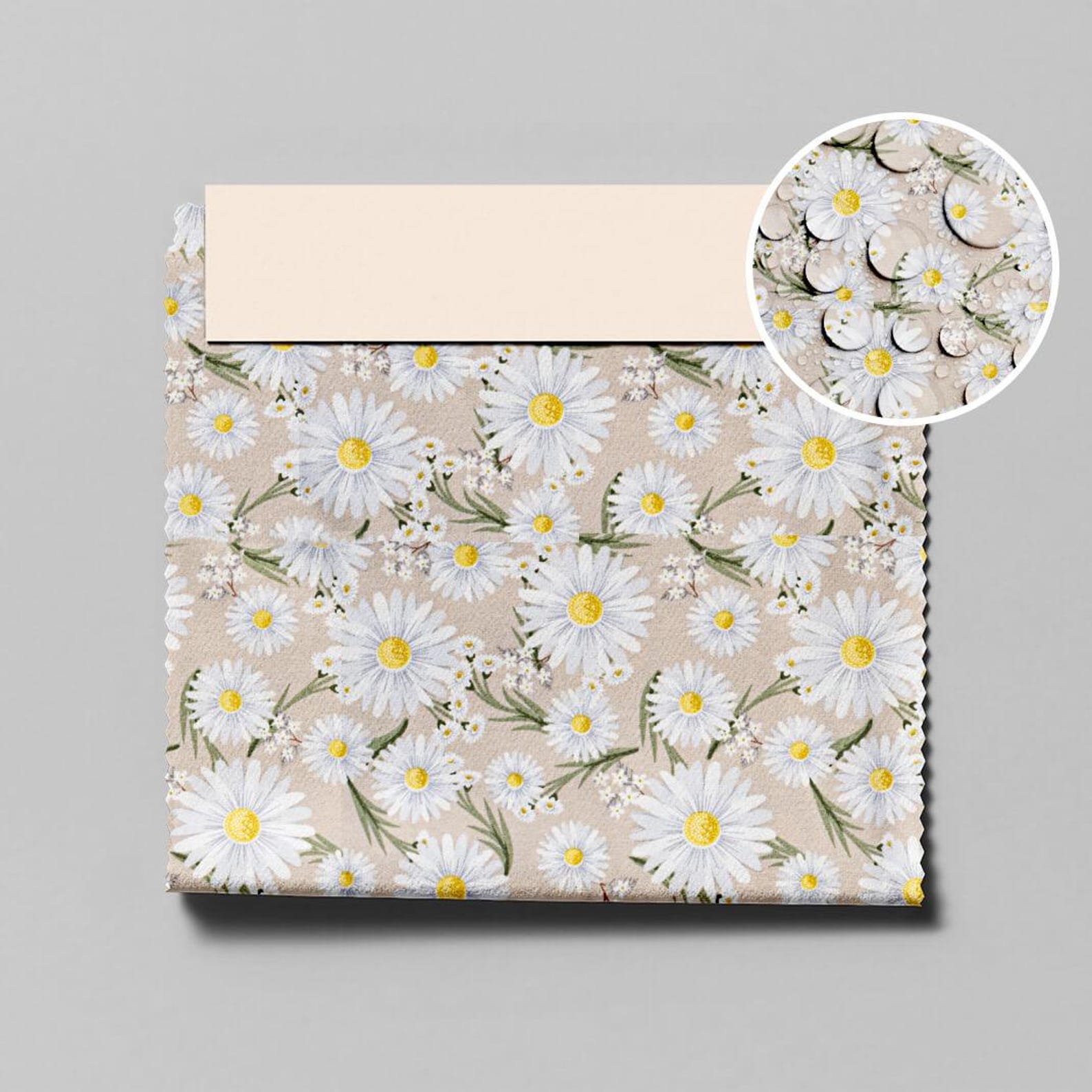 Daisy Floral Tablecloth, Beige Cotton-Polyester, Water Resistant - Etsy ...