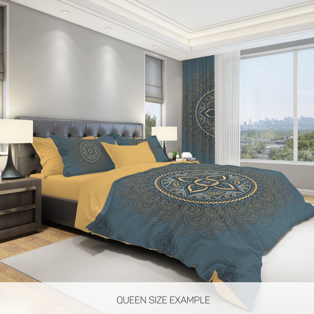 Mandala Comforter, Blue Mandala Comforter, Boho Comforter, Indian ...