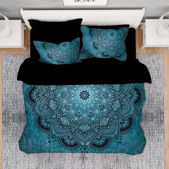 Bohemian Comforter Boho Comforter Boho Chic Comforter Mandala Comforter Teal Comforter Queen Comforter King Comforter Full Comforter Etsy UK