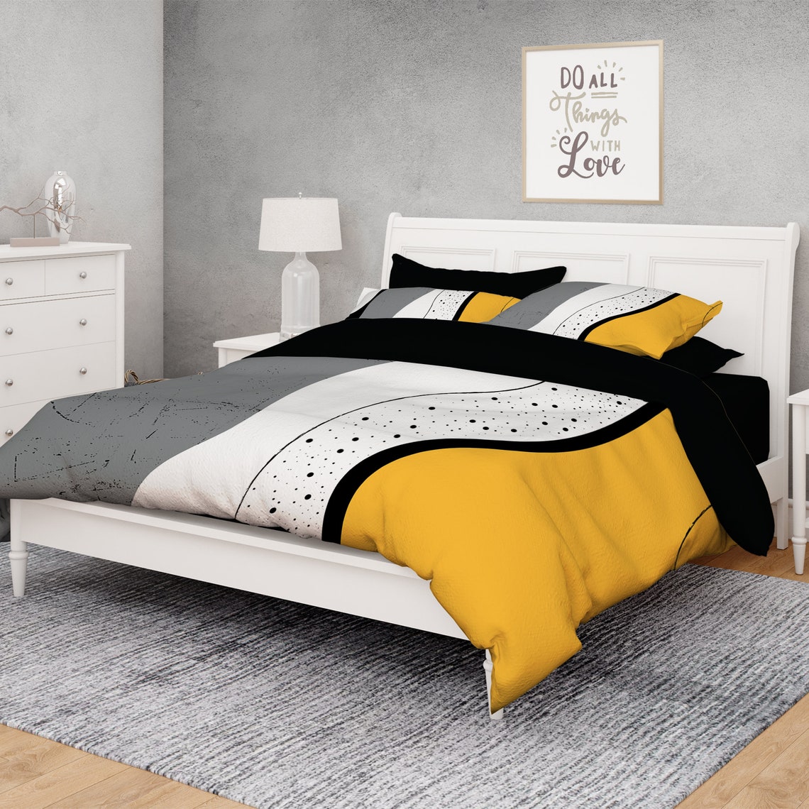 Line Art Comforter Modern Comforter Set Retro Style - Etsy