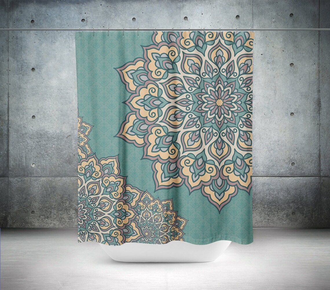 Bohemian Shower Curtain Mandala Boho Shower Curtain Boho Etsy