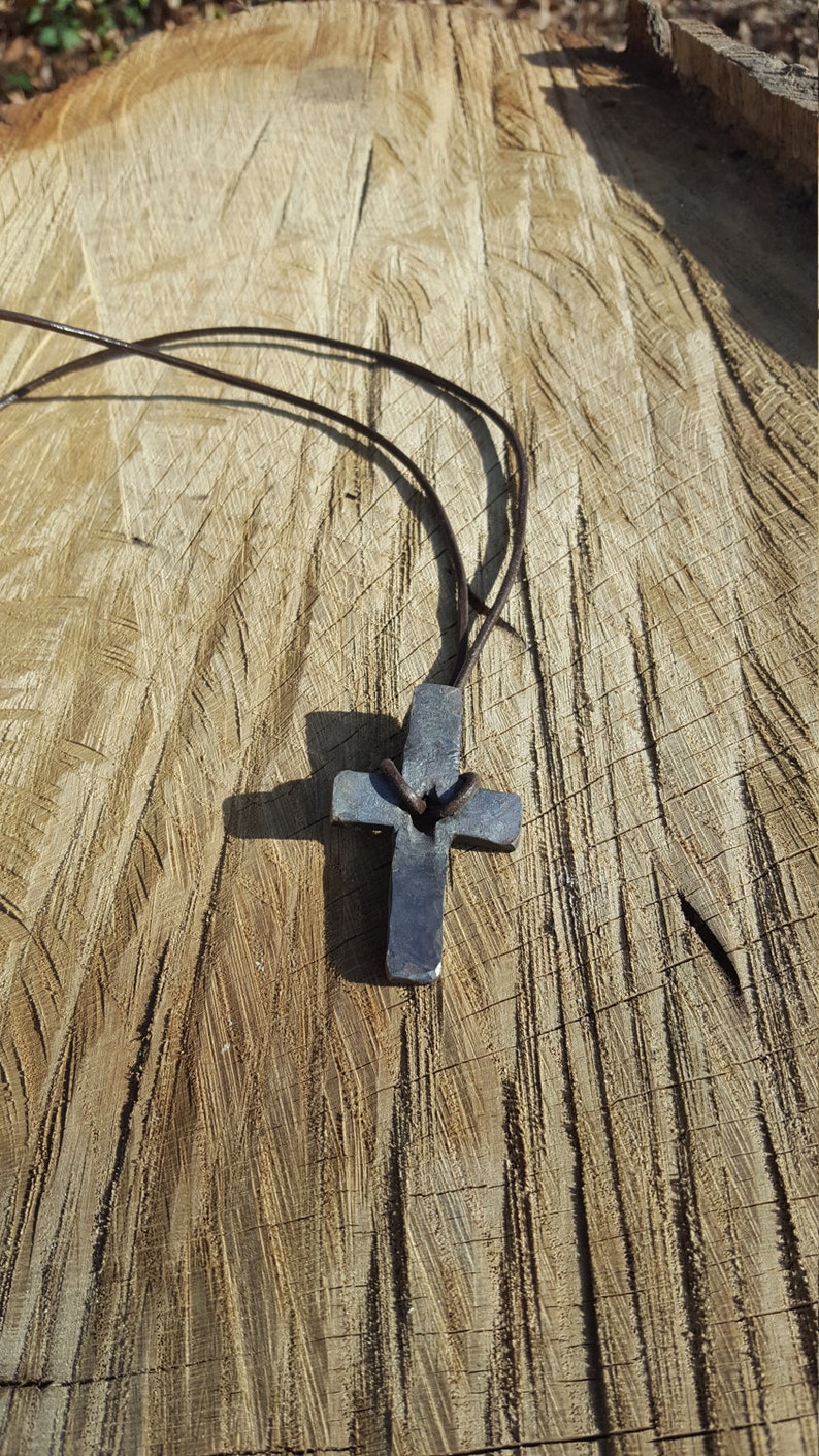 Hand forged Split cross pendant | Etsy
