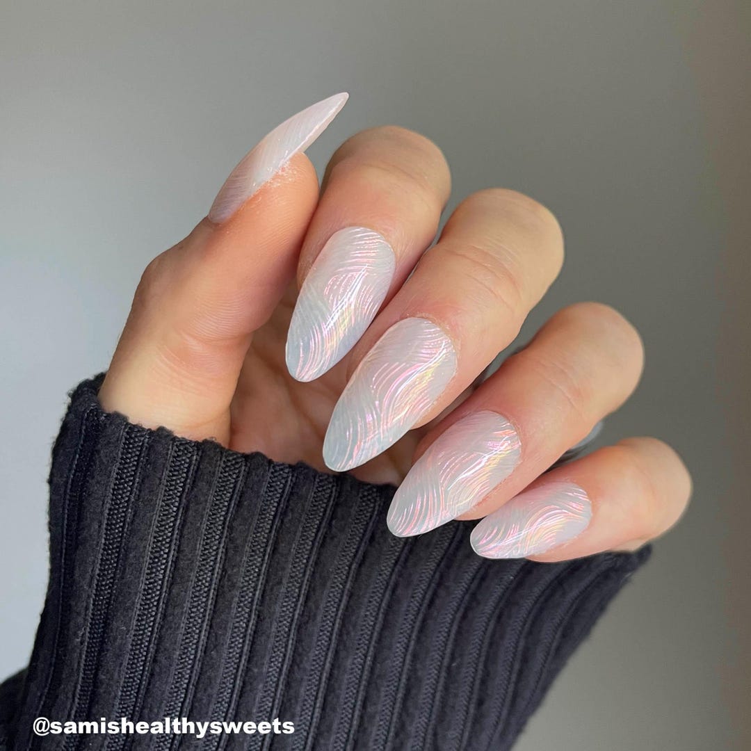 Cypresses Brushstroke Unicorn Chrome Press on Nails | Any Shape | Fake ...