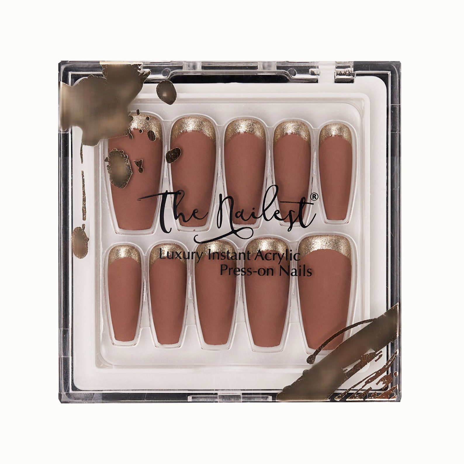 Instant Luxury Acrylic Press on Nails Golden Edge Medium - Etsy