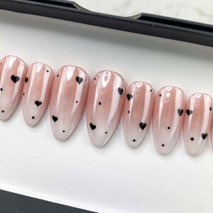 Soph Pink Ombre Clear Chrome Glazed W/ Heart Details | Press on Nails ...