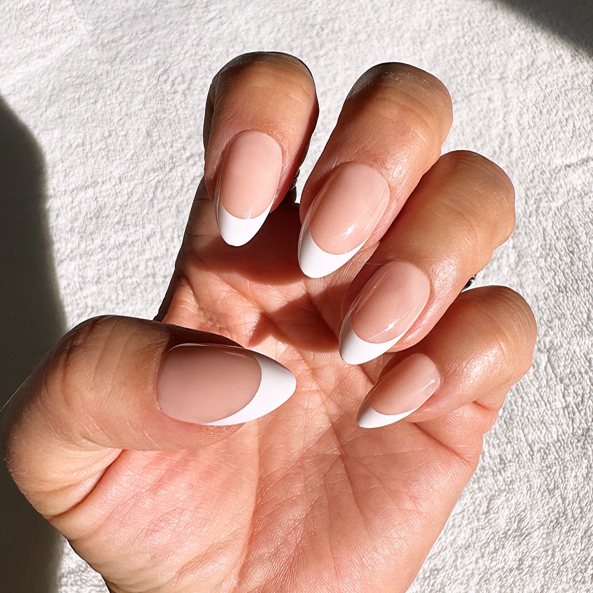 Instant Luxury Acrylic Press on Nails- Timeless French | Short Almond ...