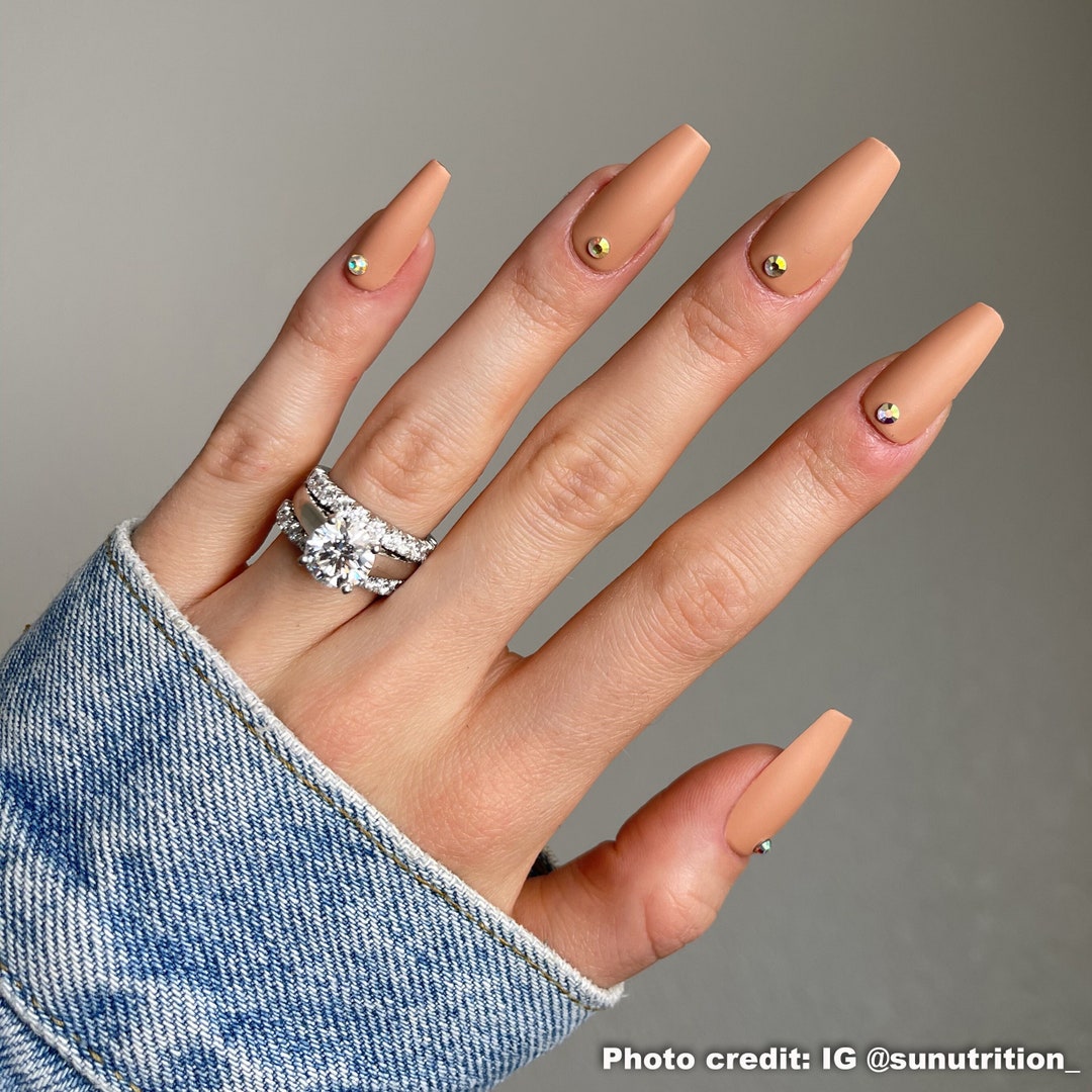 Instant Luxury Acrylic Press on Nails- Honey Bling | Medium Coffin ...