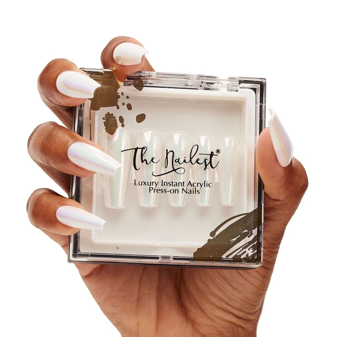 Instant Luxury Acrylic Press on Nails- Unicorn Chrome | Iridecent Shiny ...