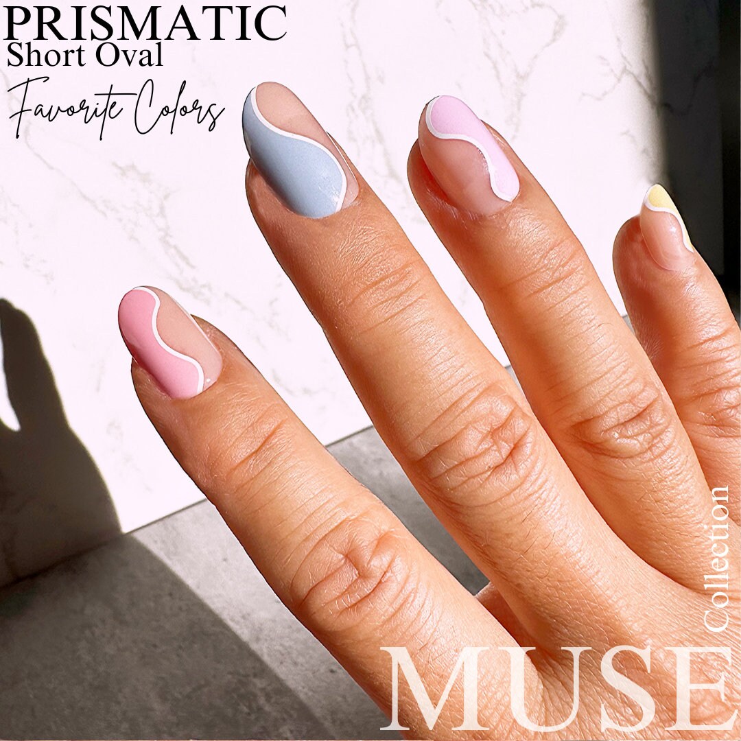 Instant Luxury Acrylic Press on Nails Prismatic Short Oval - Etsy