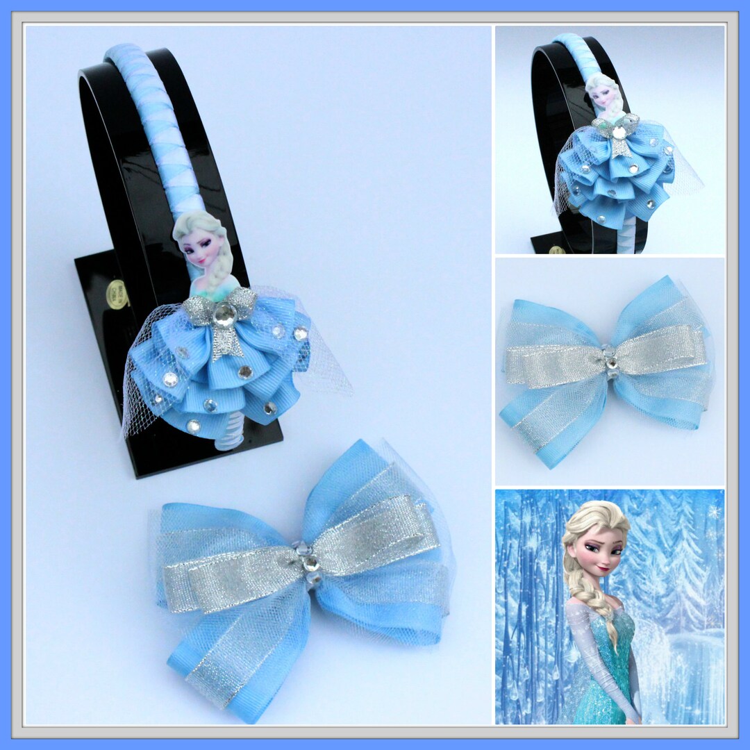 Frozen Elsa Headband Disney Frozen Headband Hair Bow Set - Etsy