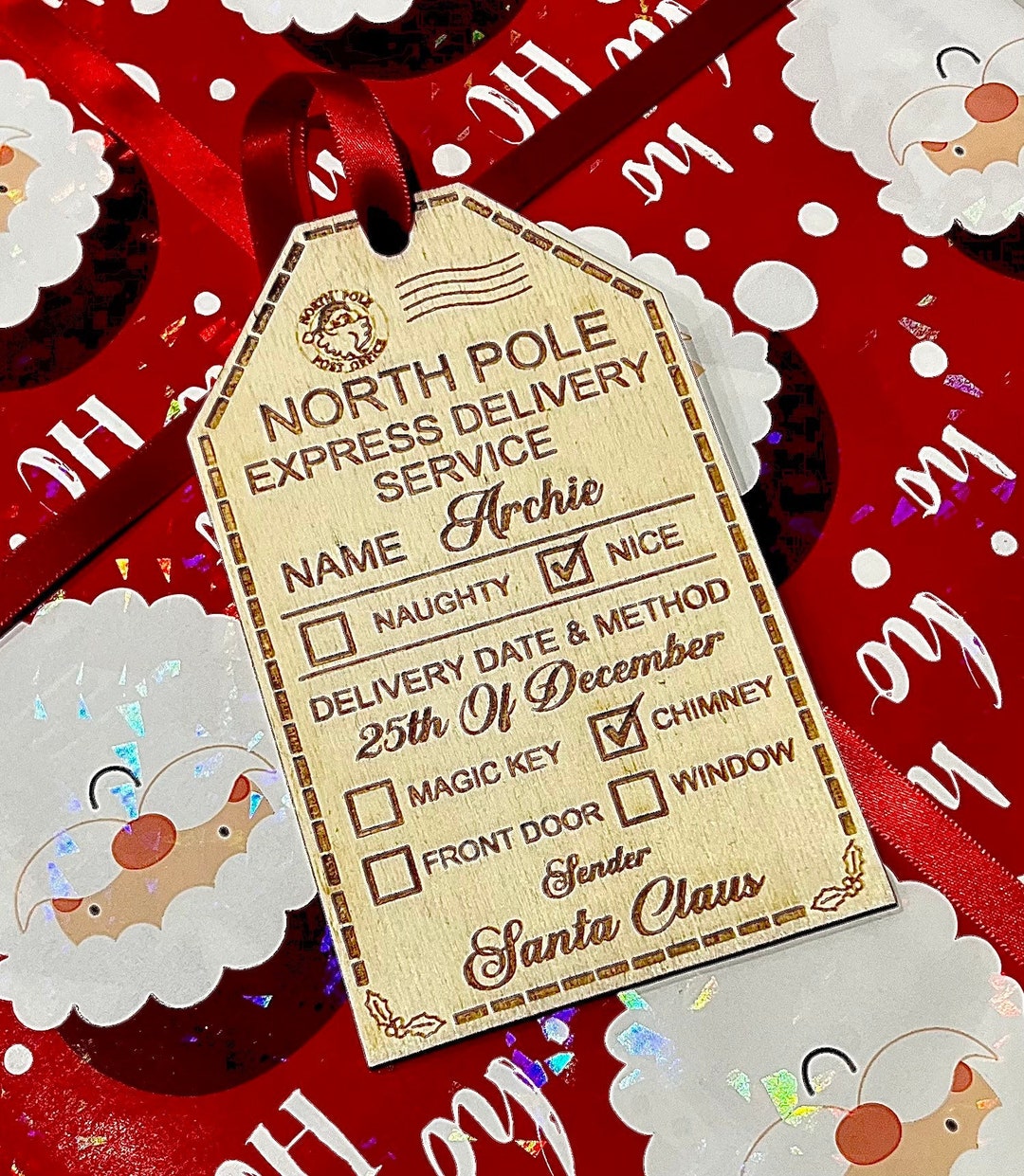 Personalised North Pole Gift Tag From Santa | Large Delivery Tag I ...