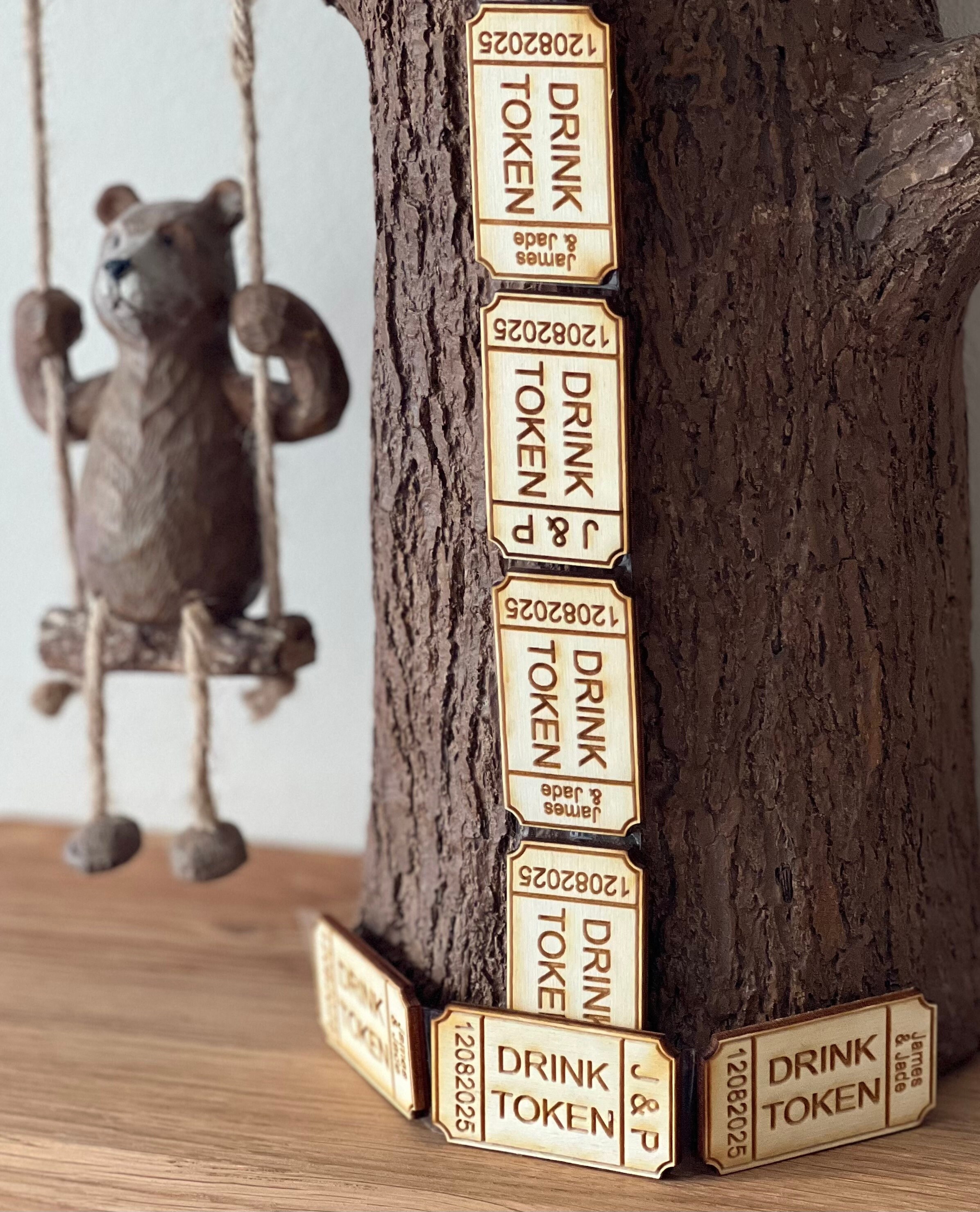 Personalised Birch Drink Tokens for Wedding Favours Party Celebration ...