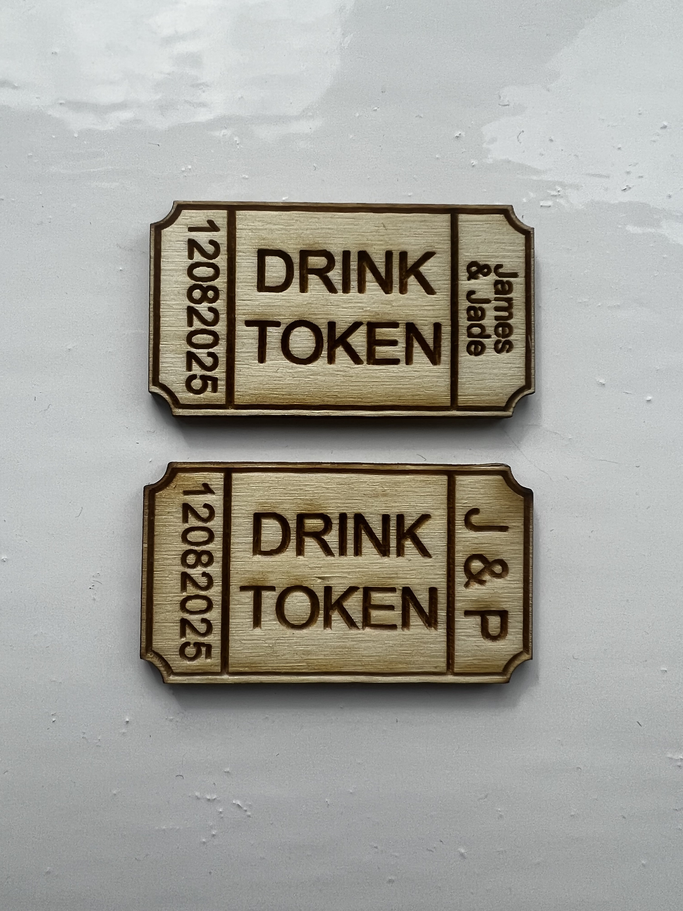 Personalised Birch Drink Tokens for Wedding Favours Party Celebration ...
